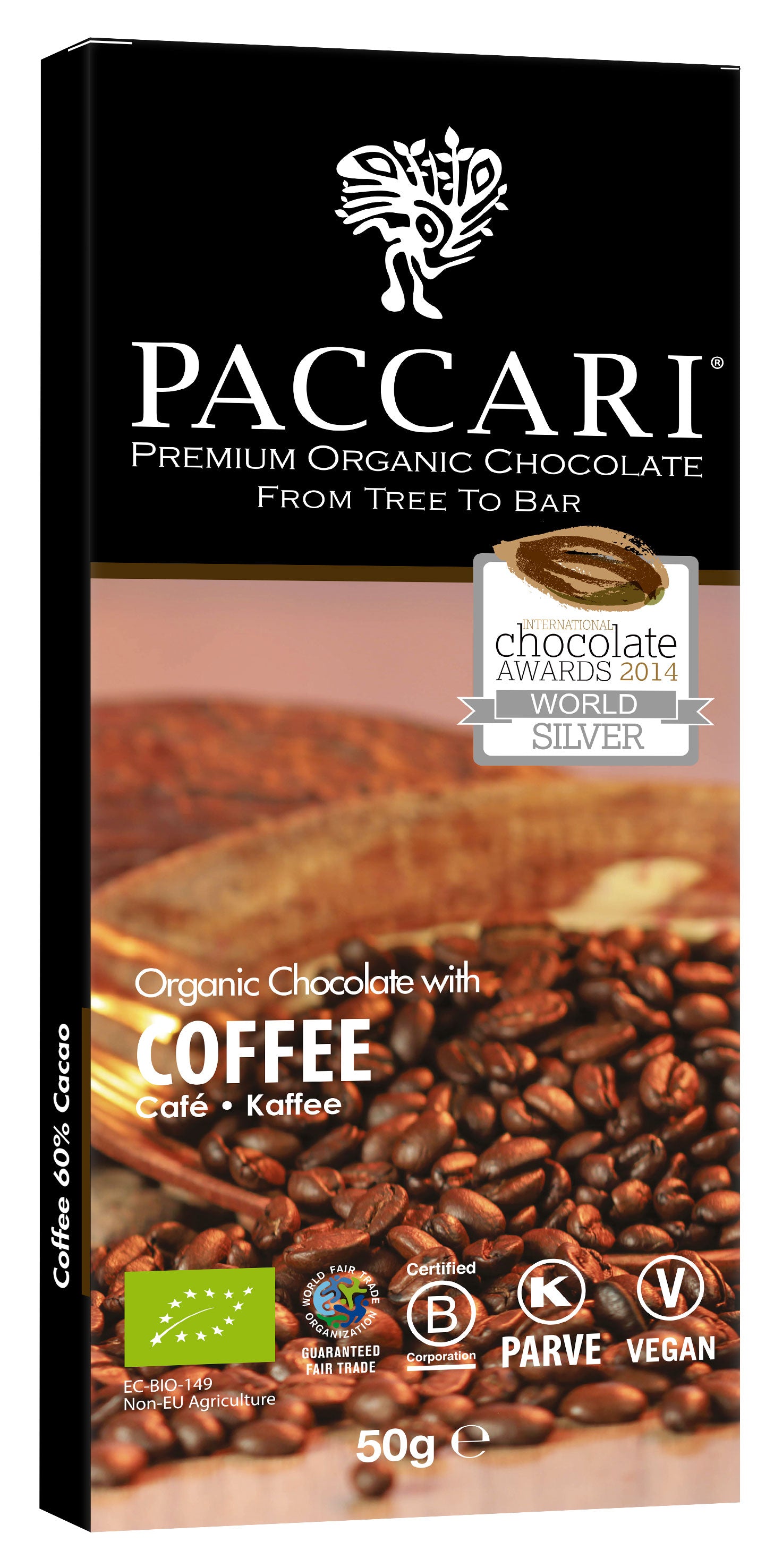 Dark Chocolate with Coffee Beans | Organic and Vegan | Pacari UK ...