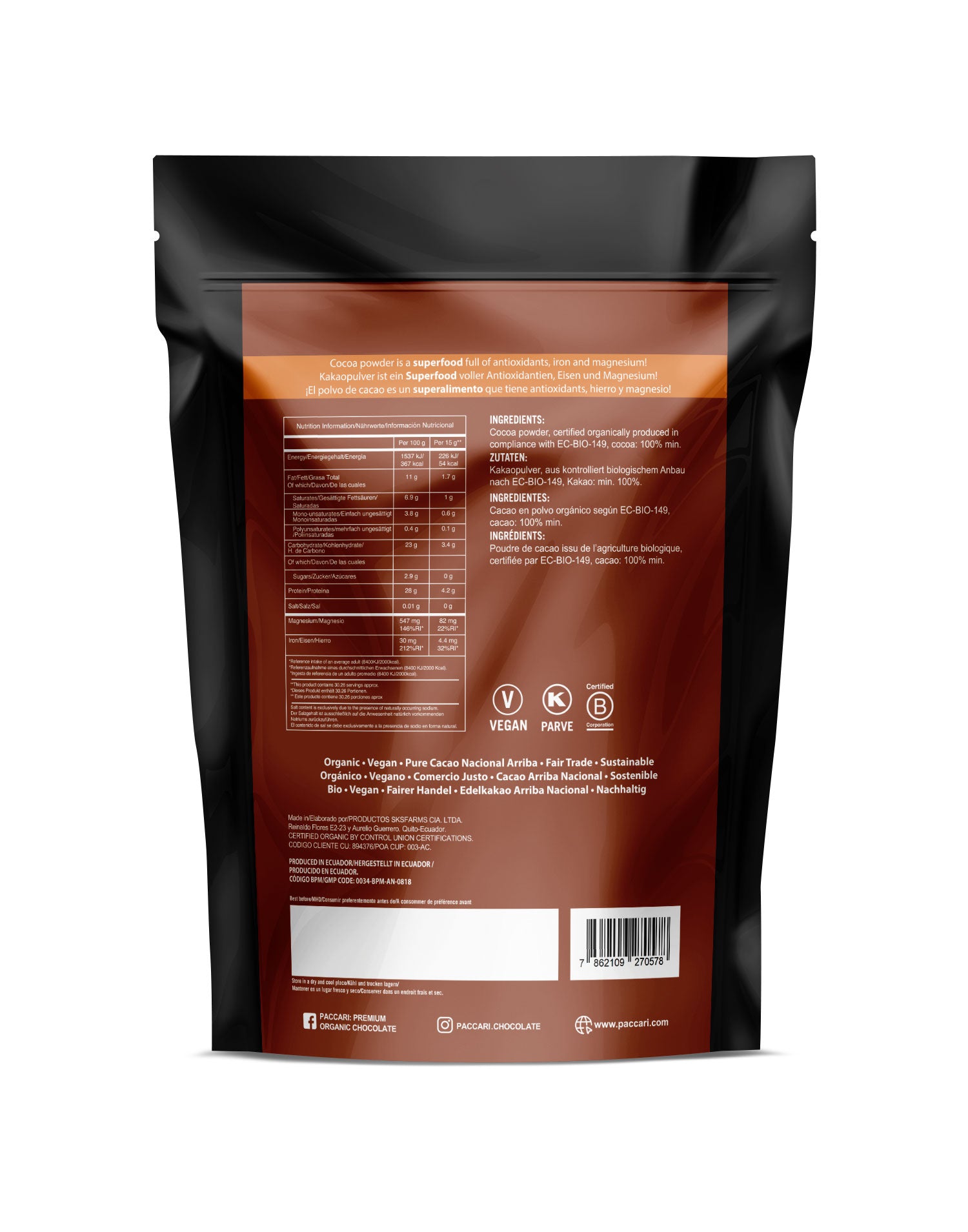 Raw Organic Pure Arriba Cacao Powder – Paccari Chocolate UK